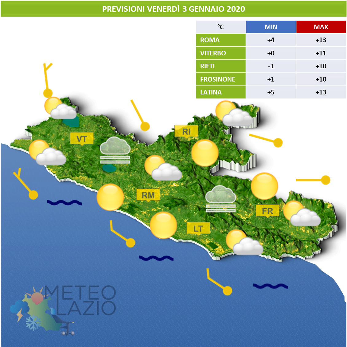 Bollettino Meteo OGGI 3 Gennaio 2020 e DOMANI 4 Gennaio 2020