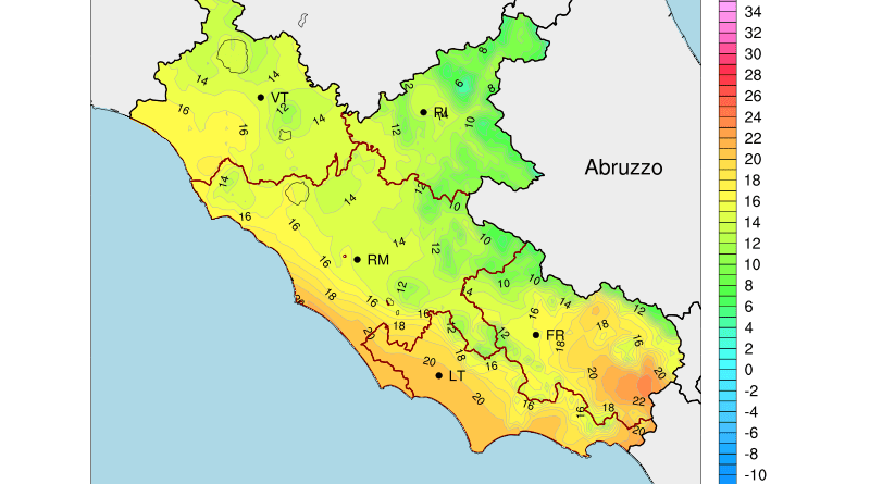 CROLLO Termico sul LAZIO: fino a 10 GRADI in meno - Meteo Lazio