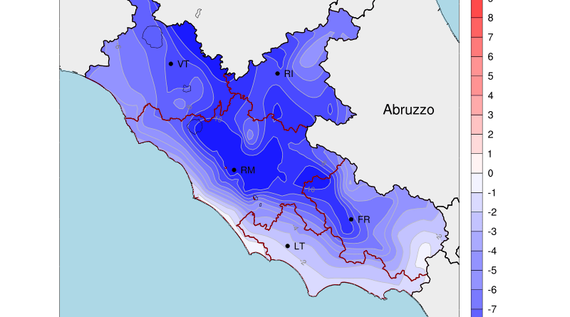 CROLLO Termico sul LAZIO: fino a 10 GRADI in meno