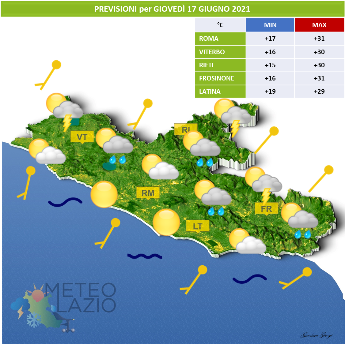 Bollettino Meteo per OGGI 17 Giugno 2021 e DOMANI 18 Giugno 2021