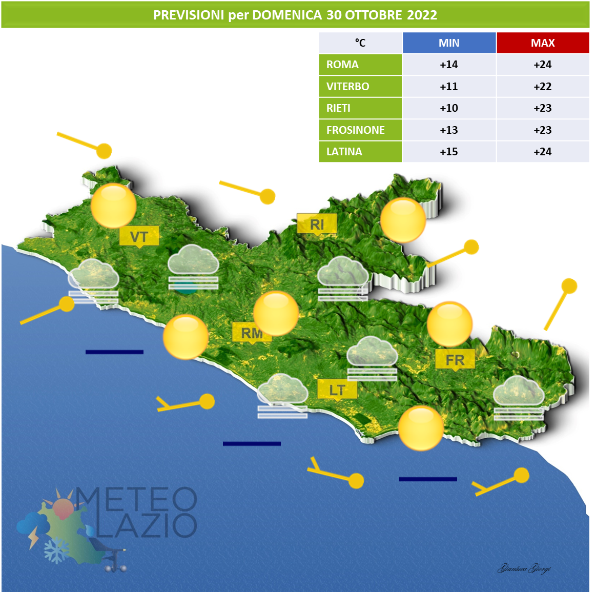 Bollettino Meteo per OGGI 30 Ottobre 2022 e DOMANI 31 Ottobre 2022
